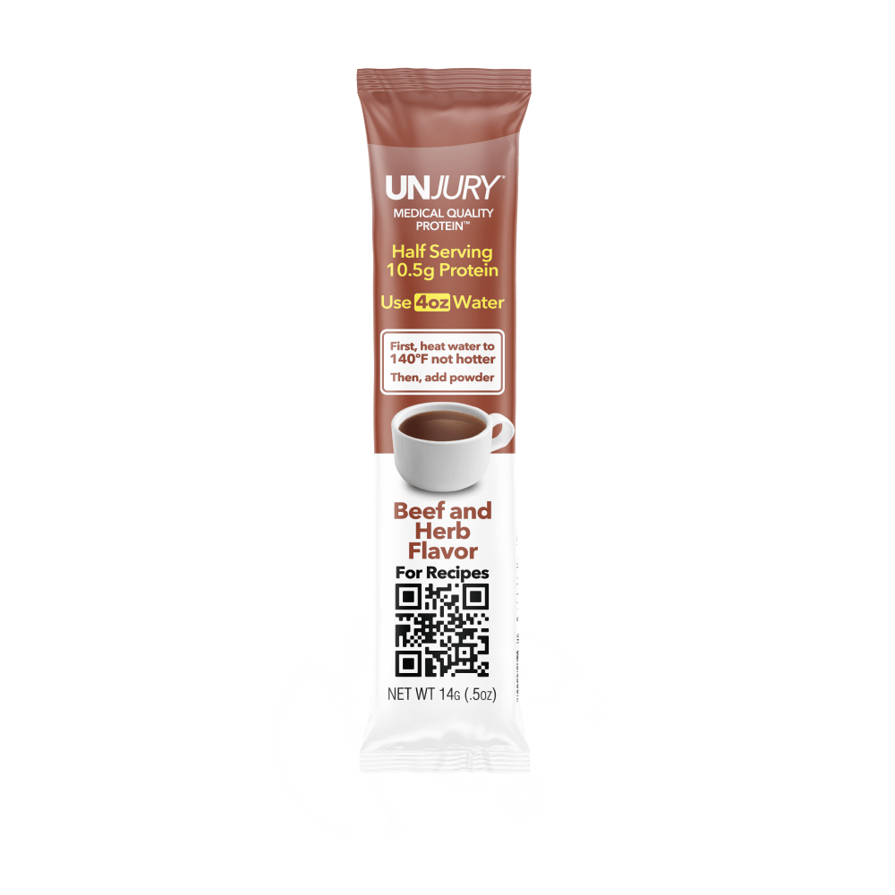 Unjury Beef And Herb Savory Whey Protein Single Serve Stick Packet